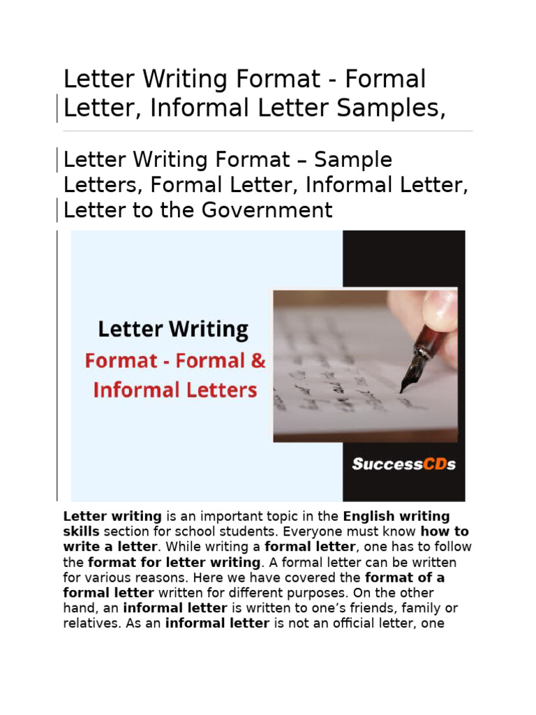 Letter Writing Format | PDF | Paragraph | Written Communication