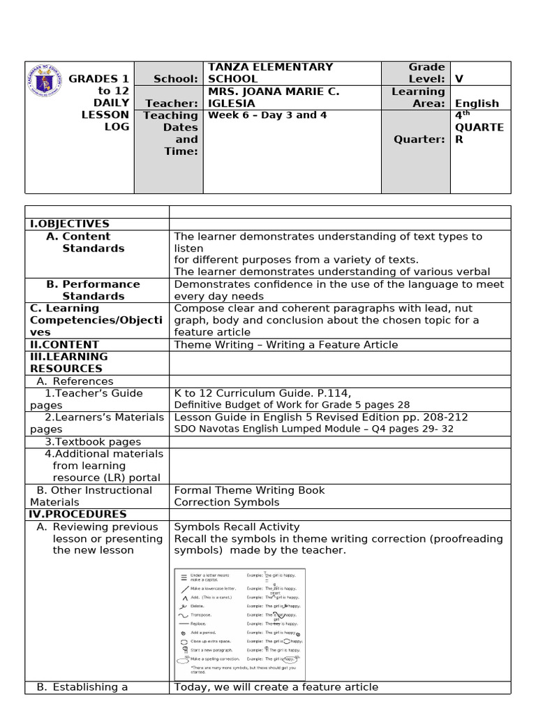 DLP-Q4-DAY25-29-Writing A Feature Article | PDF | Learning | Teachers