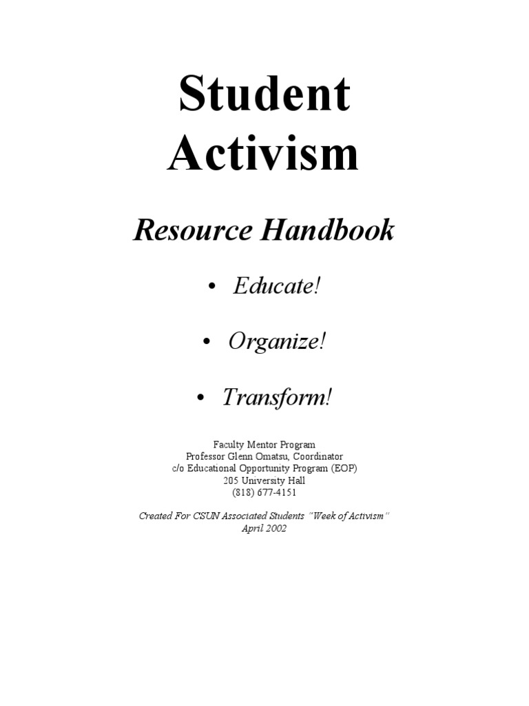 Student Activism Resource Handbook | PDF | The United States | Power ...