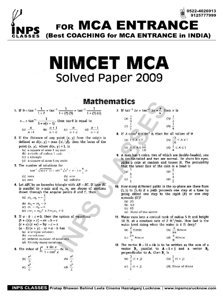 Nimcet 2009 | PDF