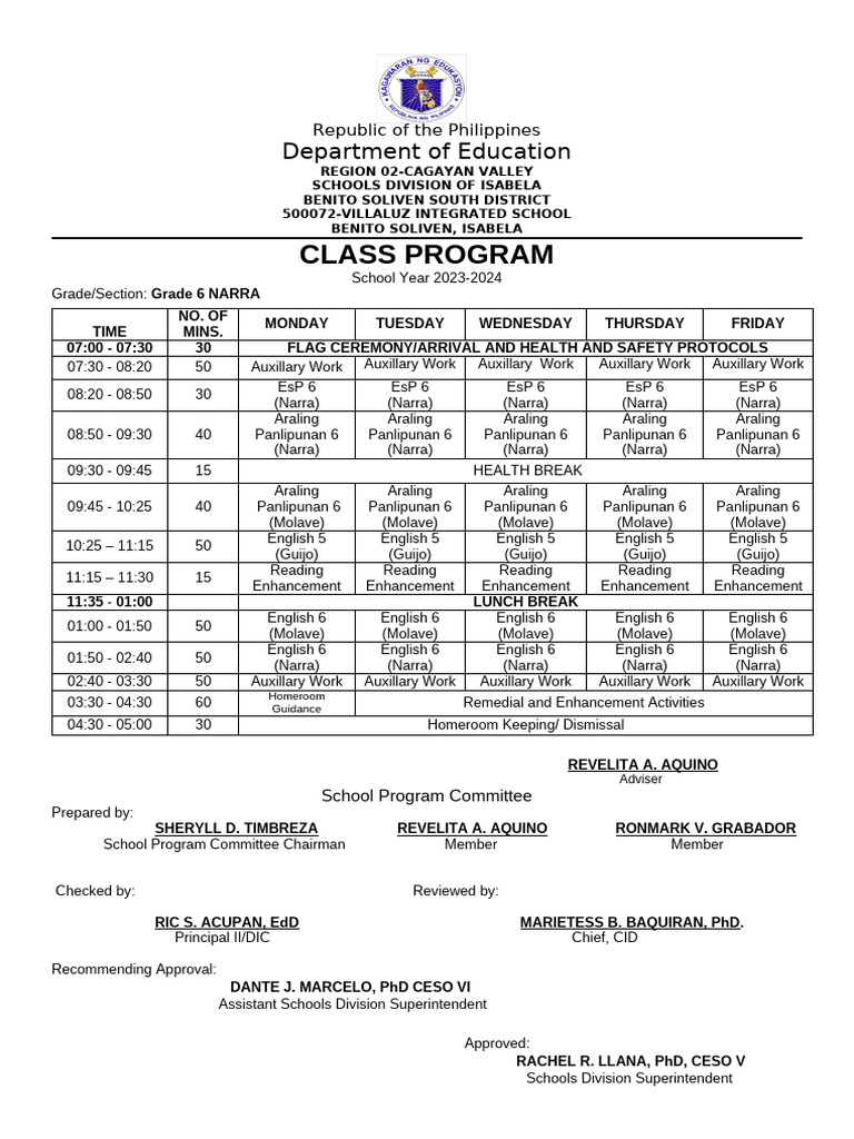Grade 6 Vita Classroom Program | PDF