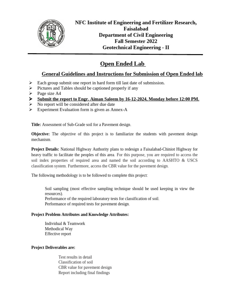 Open Ended Lab Geotech II | PDF | Geotechnical Engineering | Analysis