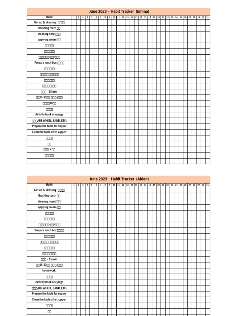 Habit Tracker Aiden | PDF