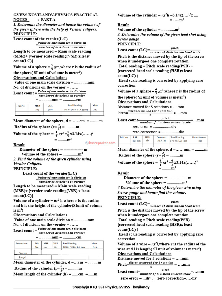 Physics Lab Model Exams Solved - Hssreporter - Com | PDF | Mirror | Sphere