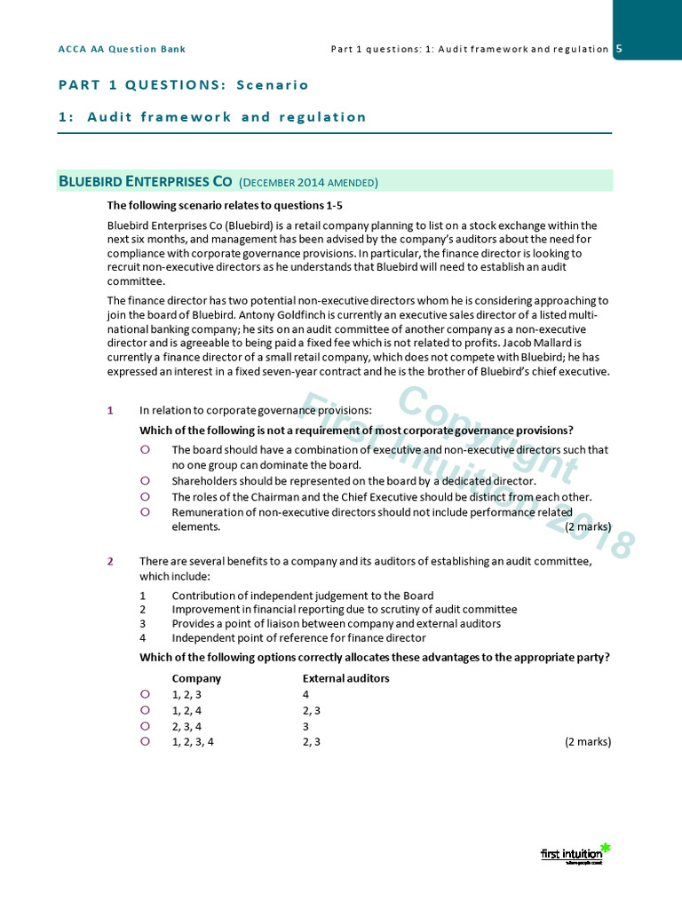 Aa Test Questions | PDF | Audit | Business
