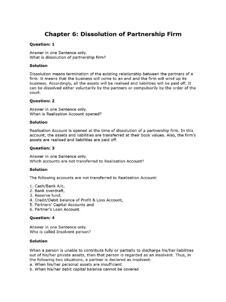 Chapter 6. Dissolution of Partnership Firm | PDF