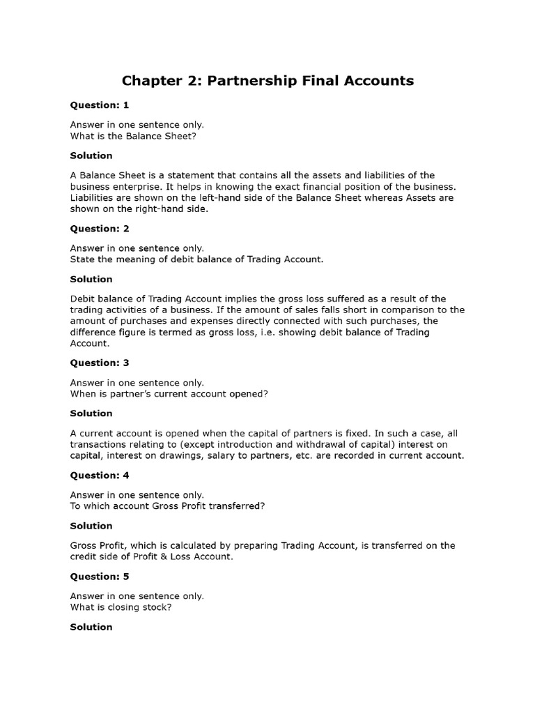 Chapter 2. Partnership Final Accounts | PDF