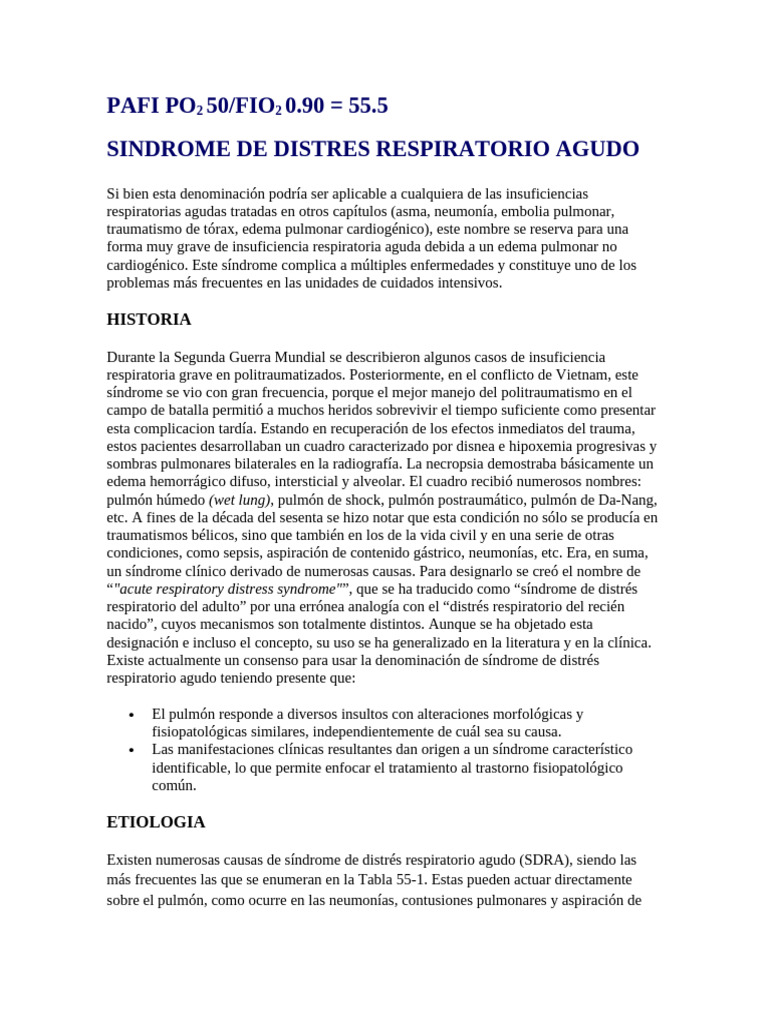 Sindrome de Distres Respiratorio Agudo | PDF | Inflamación | Edema