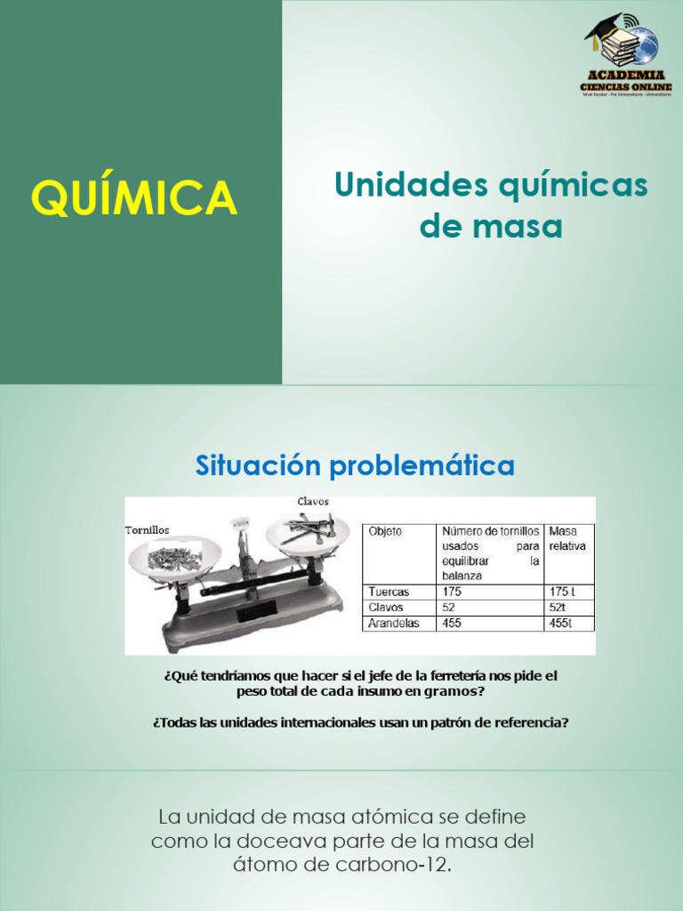 Unidades Químicas de Masa | PDF | Mole (Unidad) | Moléculas