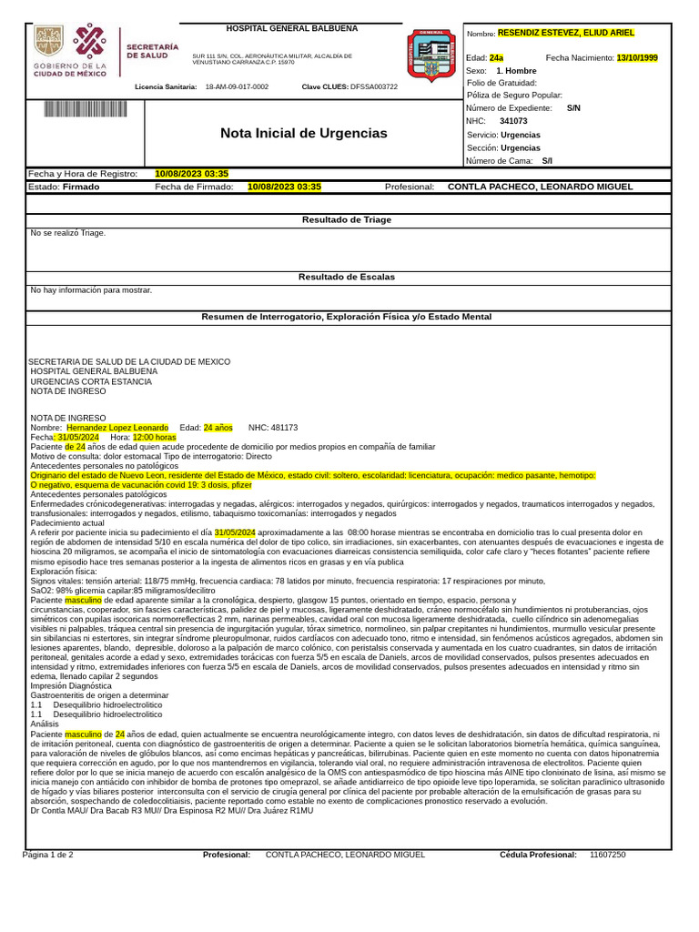 FORMATO NOTA MEDICA | PDF | Enfermedades y trastornos | Medicina CLINICA