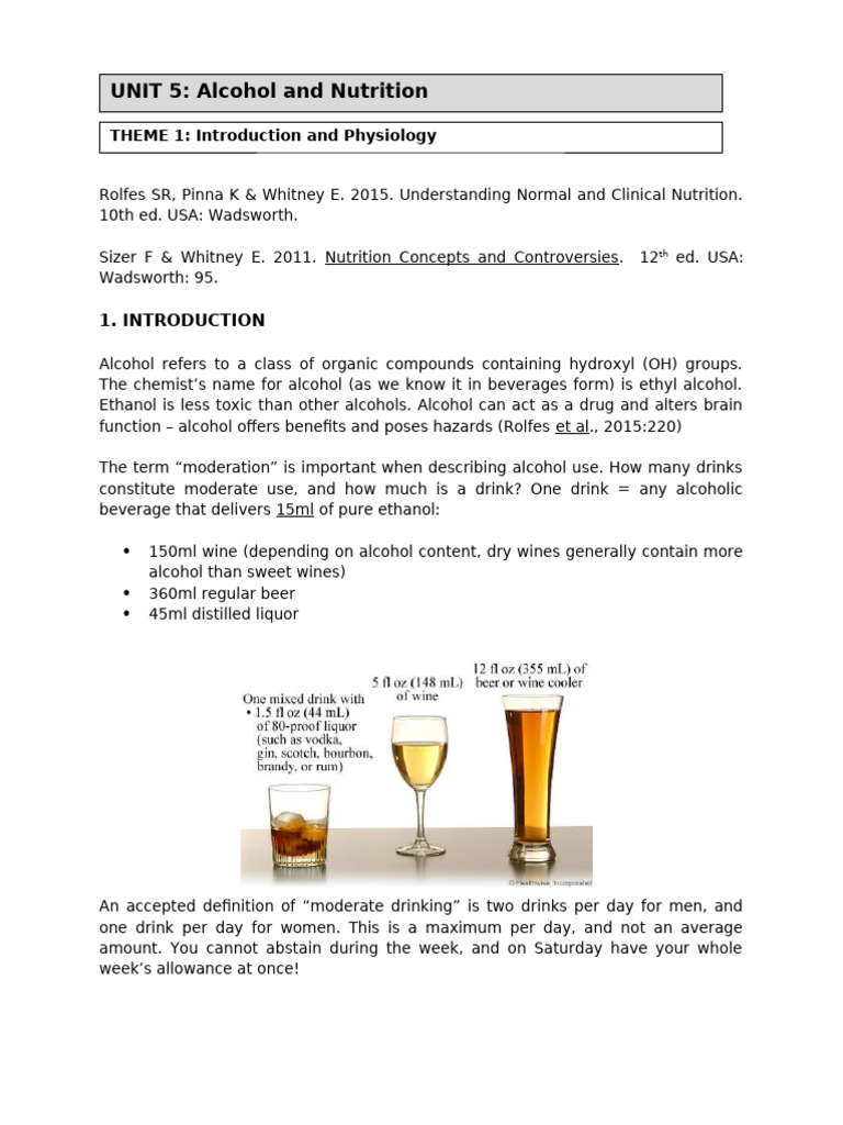 Unit 5 Alcohol and Nutrition | PDF | Nutrients | Ethanol