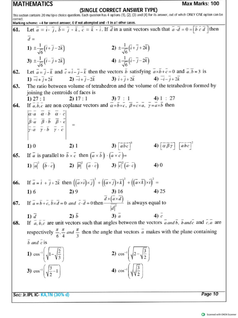 Vector Algebra Assignment-2 | PDF