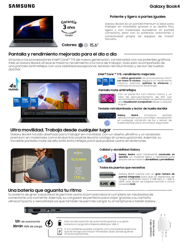 Ficha de Venta Galaxy Book4 B2B v1 | PDF | Tableta | Hardware de la computadora