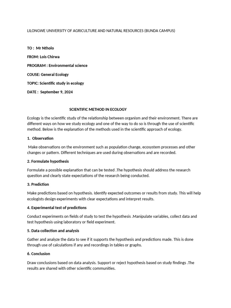 Scientific Method in Ecology | PDF