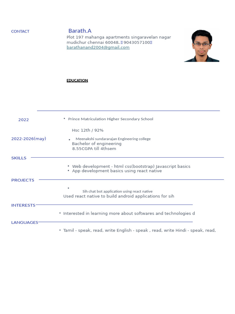 Barath Resume (1) To | PDF