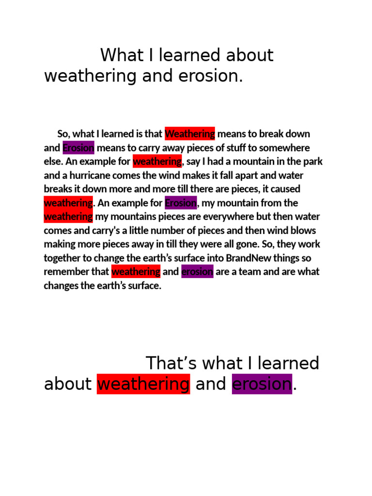 My Weathering and Erosion Summary | PDF