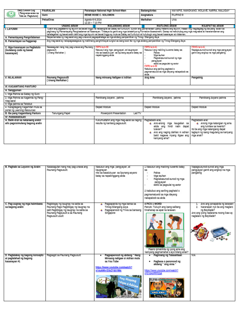 Week-2_Paunang-Pagsusulit_Maikling-Kuwento-ng-Singapore-Copy | PDF