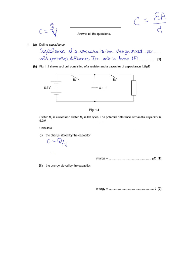 CAPACITORS WORKSHEET | PDF