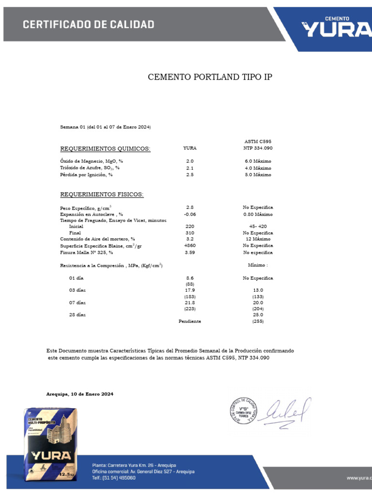 CEMENTO PORTLAND TIPO IP | PDF | Materiales de construcción | Materiales