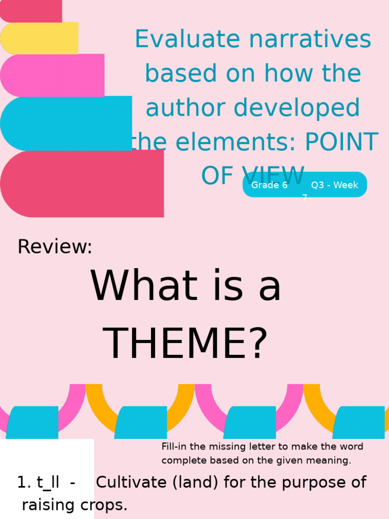 Evaluating Narrative Elements: POV & Theme | PDF | Narration