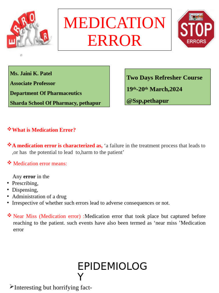 Understanding Medication Errors and Prevention | PDF | Medical ...