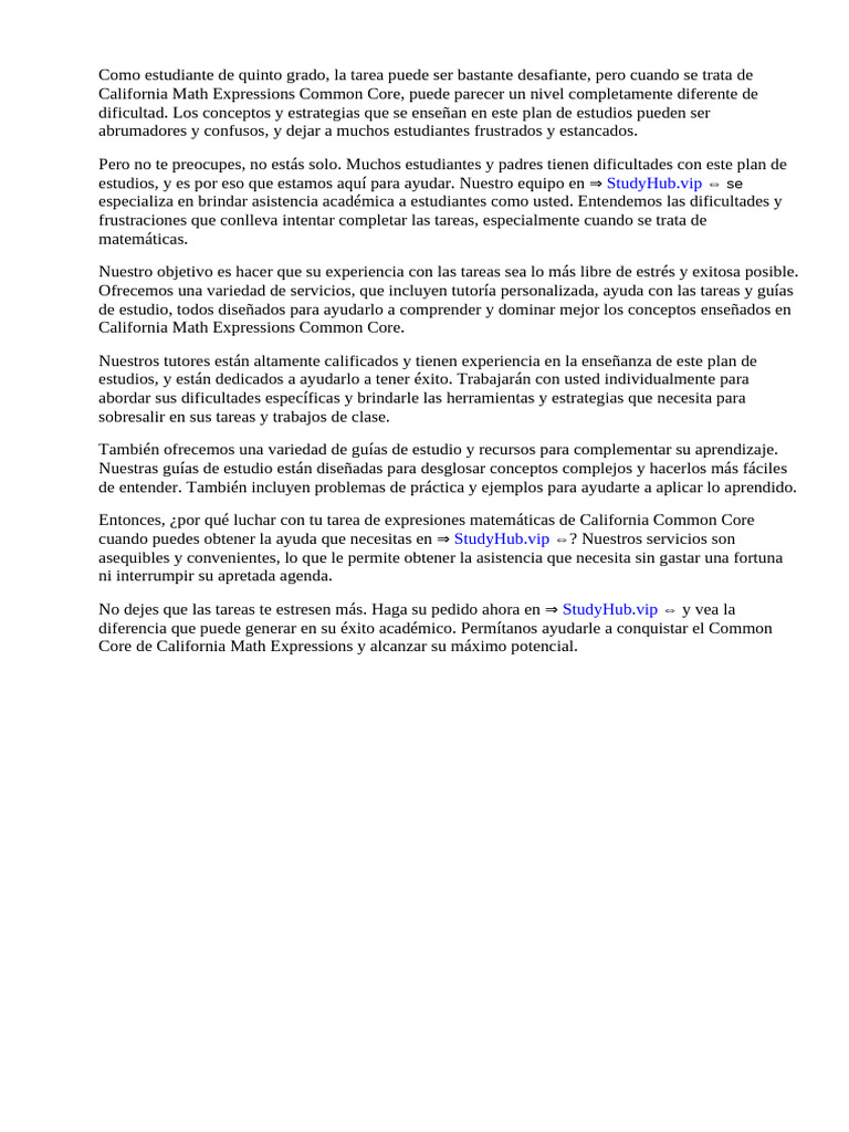 Expresiones Matemáticas de California: Tareas y Recordatorios para el Grado 5 | PDF