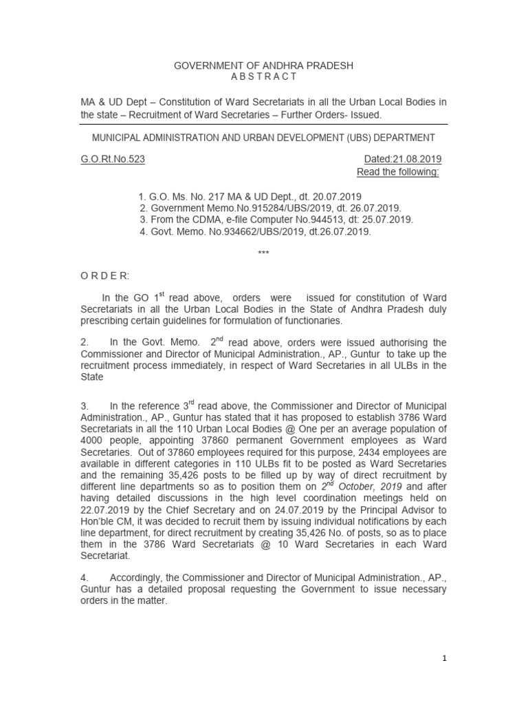 Ward Secretaries Ma Go 523 | PDF | Science | Recruitment