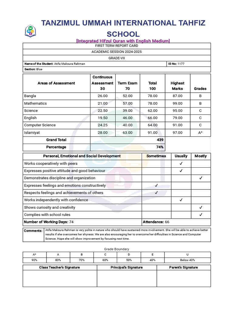 Grade VII Blue - Gradebook - EximusEdu-1 | PDF | Science | Disciplines