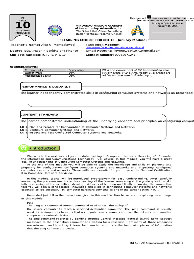 ICT-10-Q3M2-Handouts-Activity | PDF | Computer Network | Ip Address