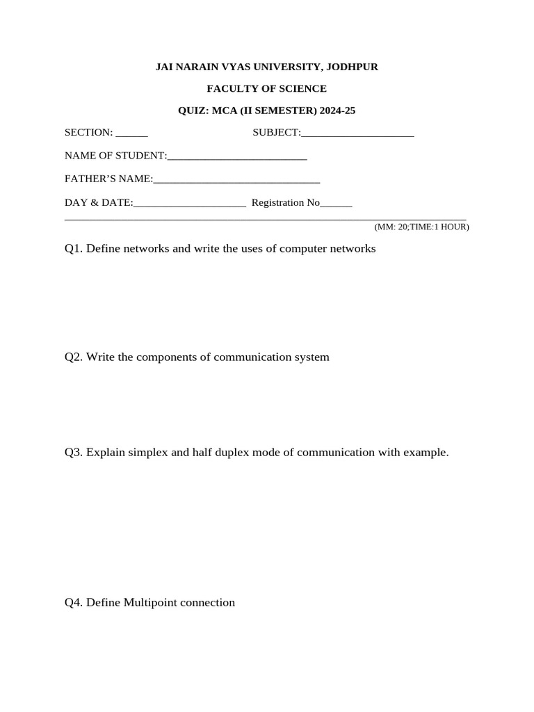 Network Quiz | PDF