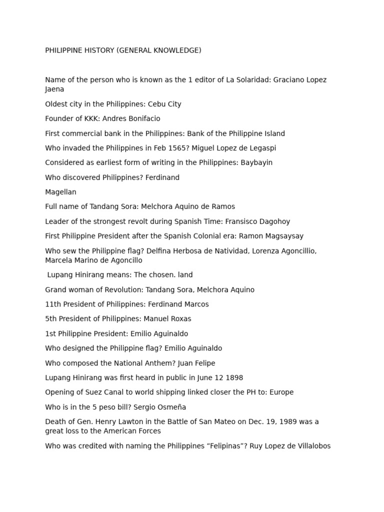 Philippine History Reviewer | PDF | Philippines | Philippines–Spain ...
