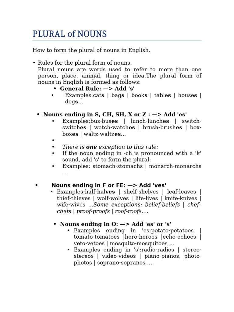 Aula 3 PLURAL of NOUNS | PDF | Plural | English Language