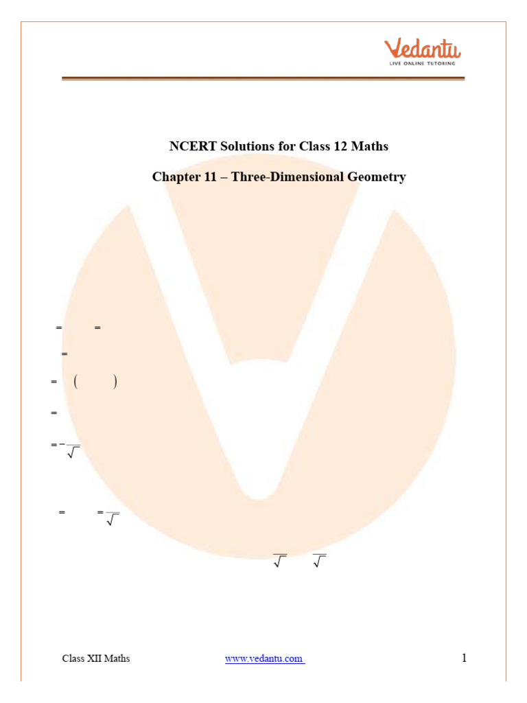 11 Three Dimensional Geometry Pdf Coordinate System Analytic Geometry