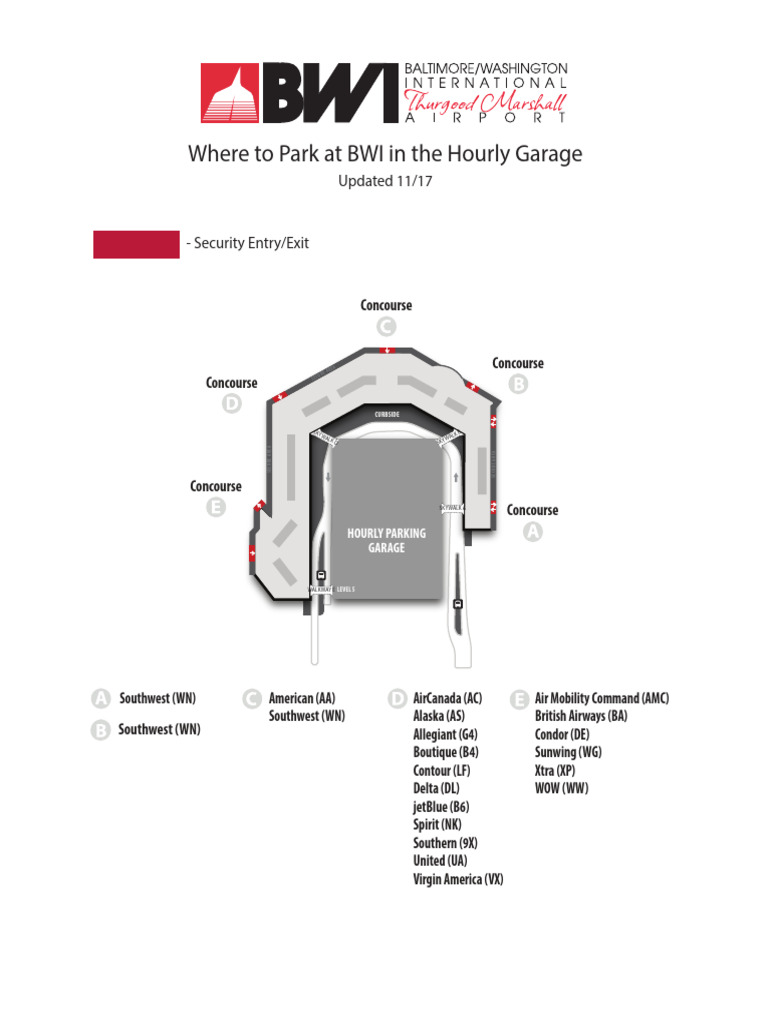 BWI Hourly Parking Garage Guide | PDF | Civil Aviation | Aviation