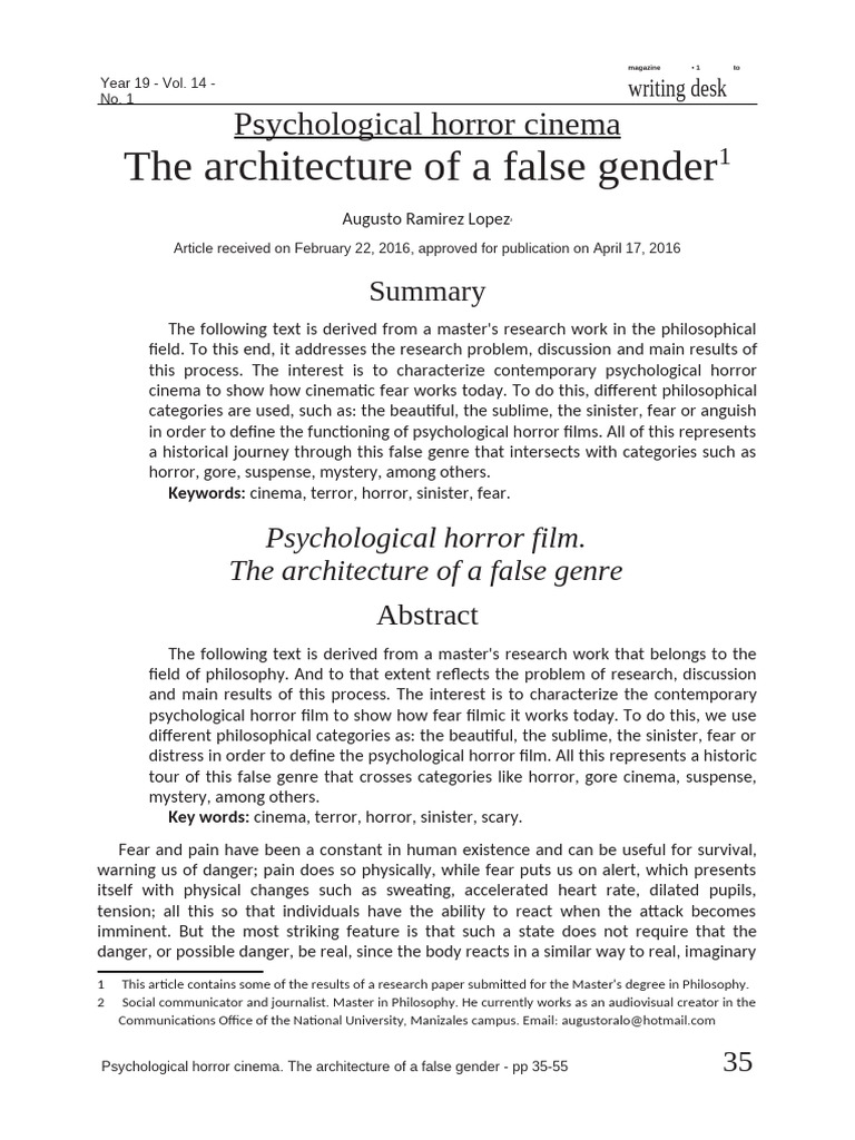 Psychological Horror Cinema Analysis | PDF | Beauty | Horror Films