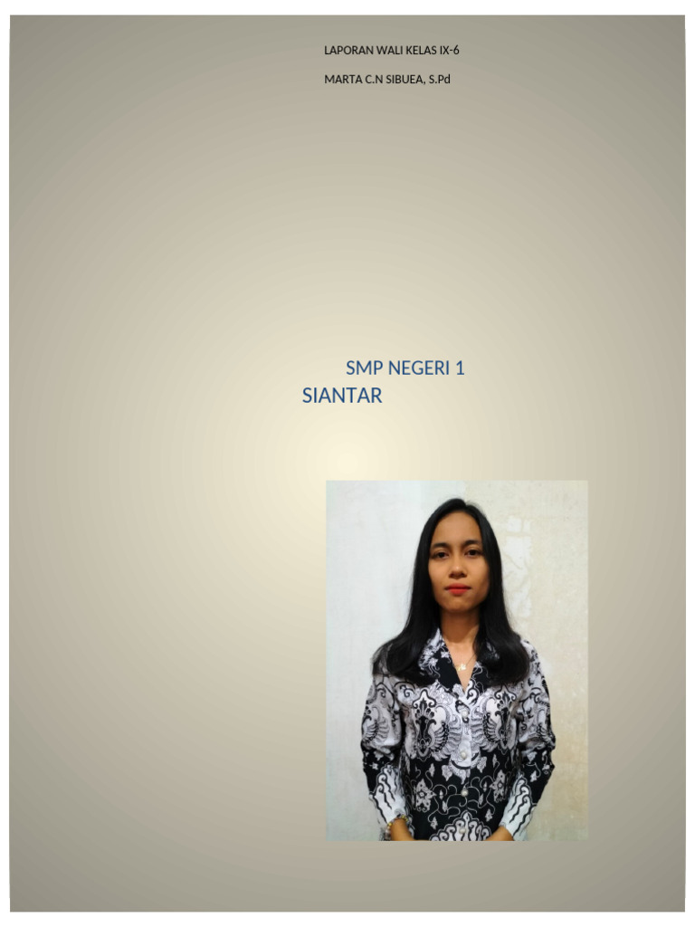 Laporan Wali Kelas IX-6 SMP Siantar | PDF