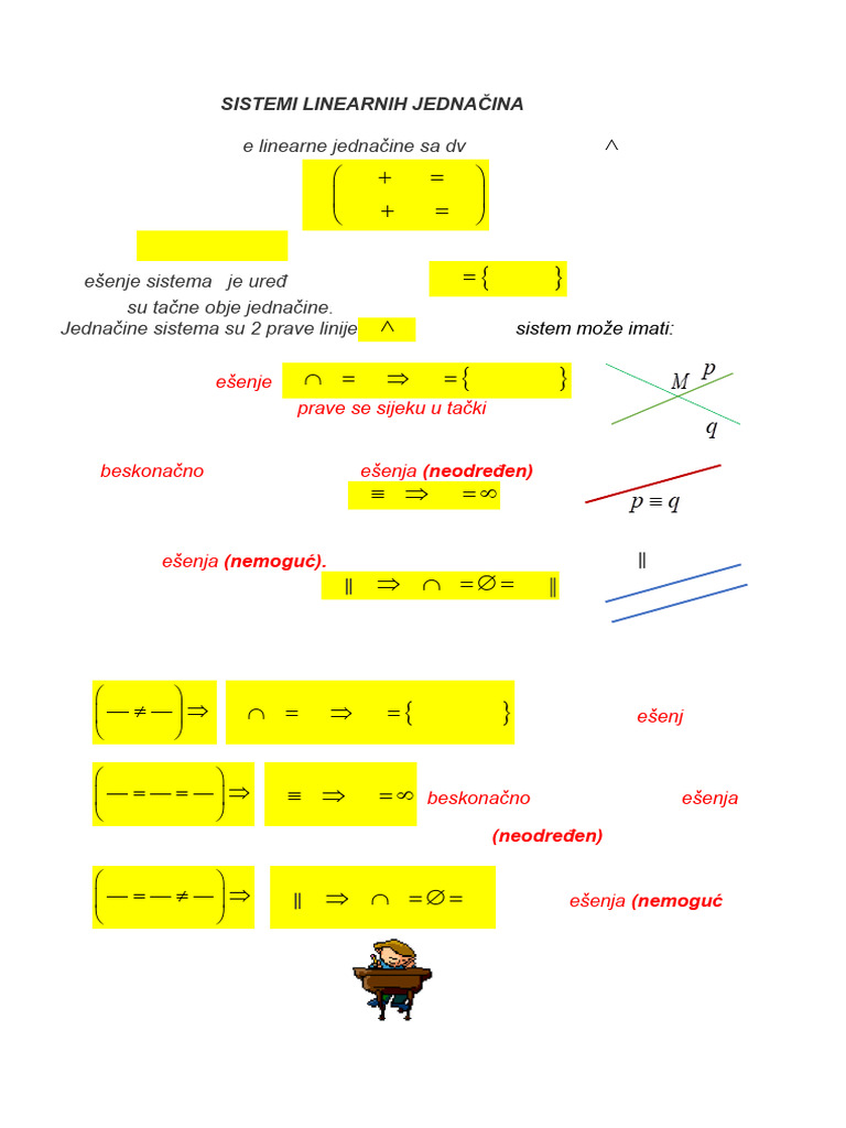 системи једначина lekcija Gausova metoda | PDF