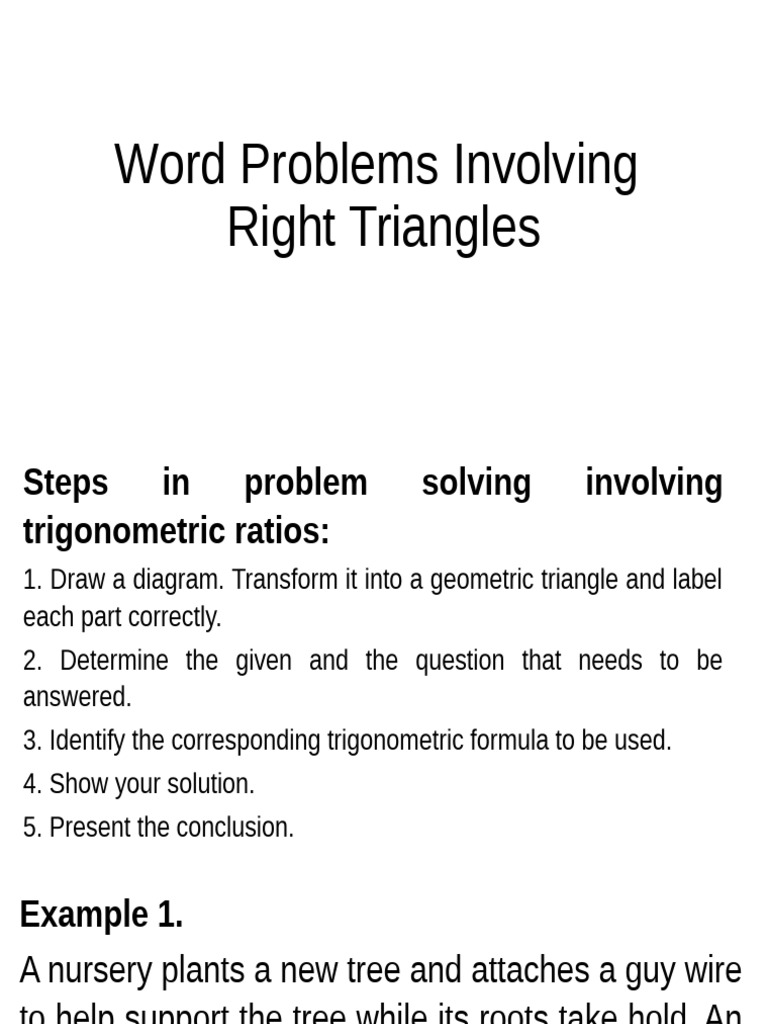 Word Problems Involving RIght Triangles | PDF