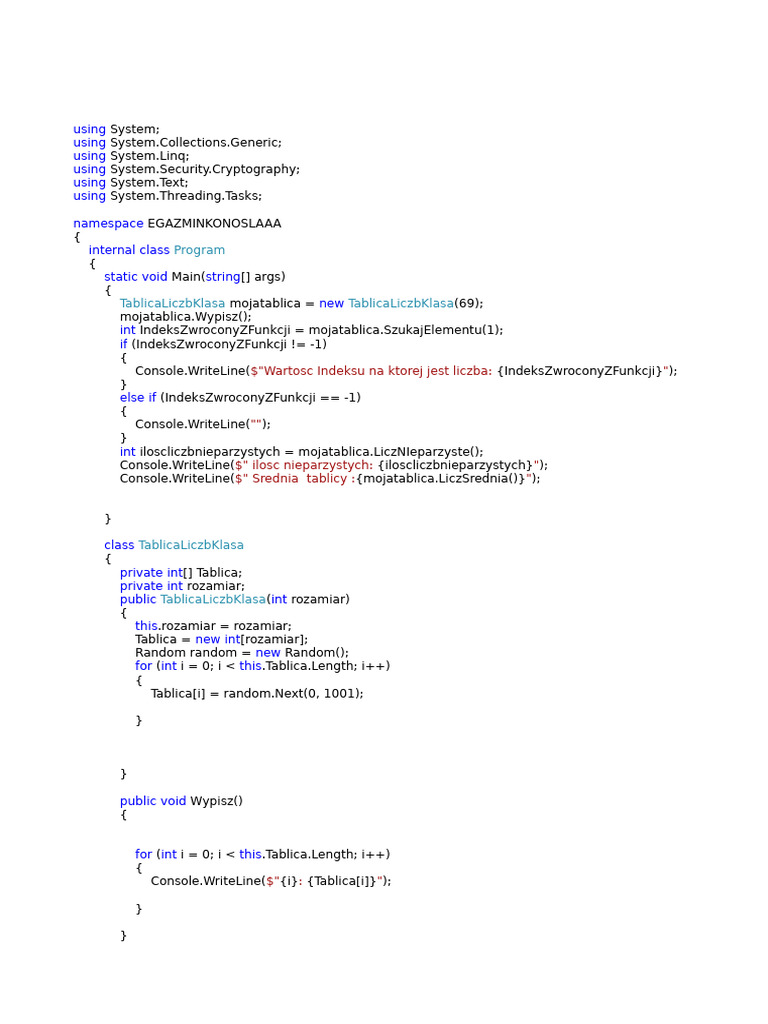 Implementacja Szyfru Cezara CSharp | PDF
