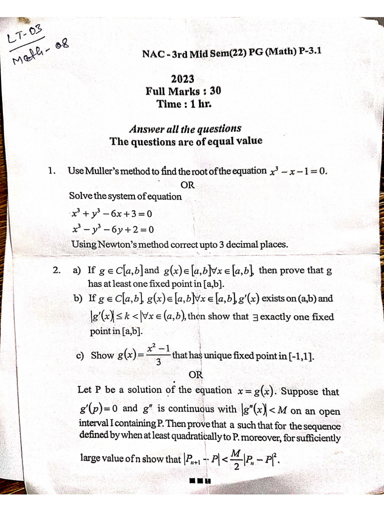 PG Question Paper | PDF