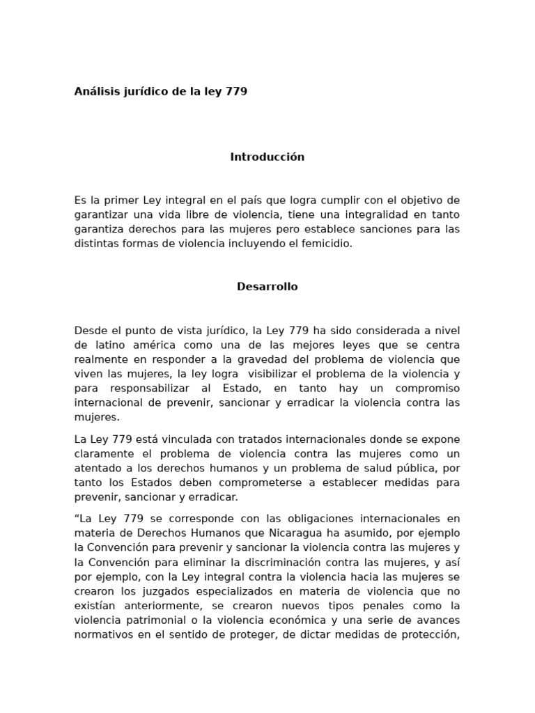 Anlaisis Juridico Ley 779 | PDF | La violencia contra las mujeres ...