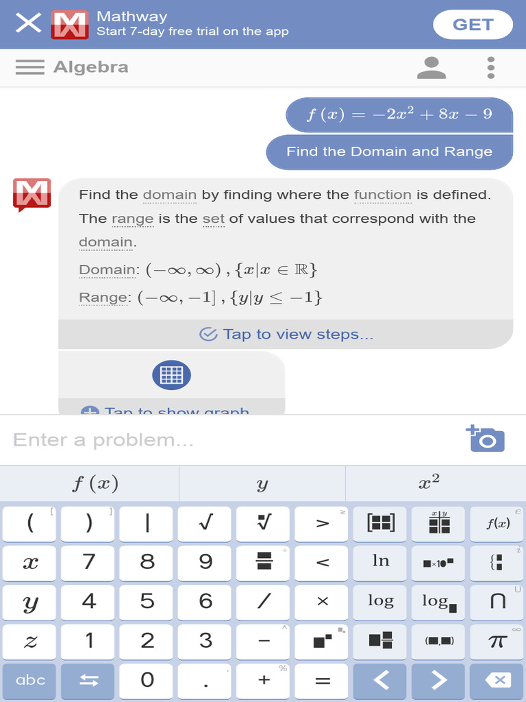 Mathway Algebra Problem Solver | PDF