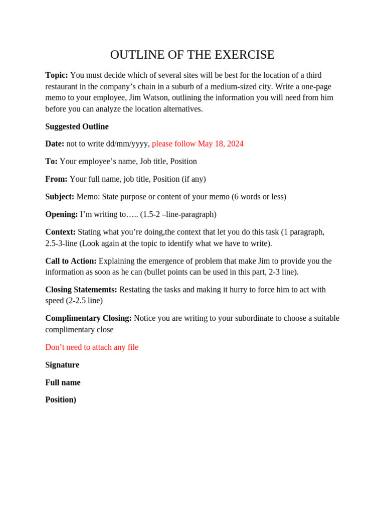 Memos Writing Topic - Suggested Outline and Guide | PDF