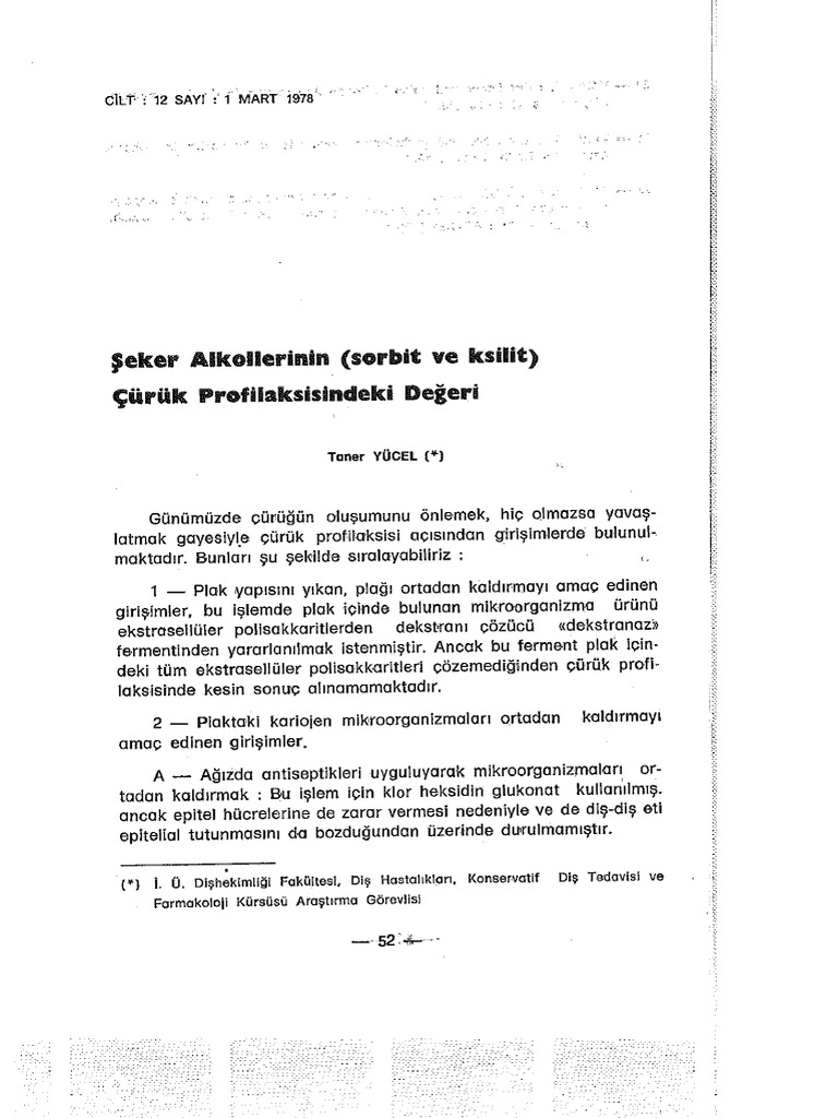 Eker Alkollerinin (Sorbit Ve Ksilit) - R - K Profilaksisindeki de - Eri ...