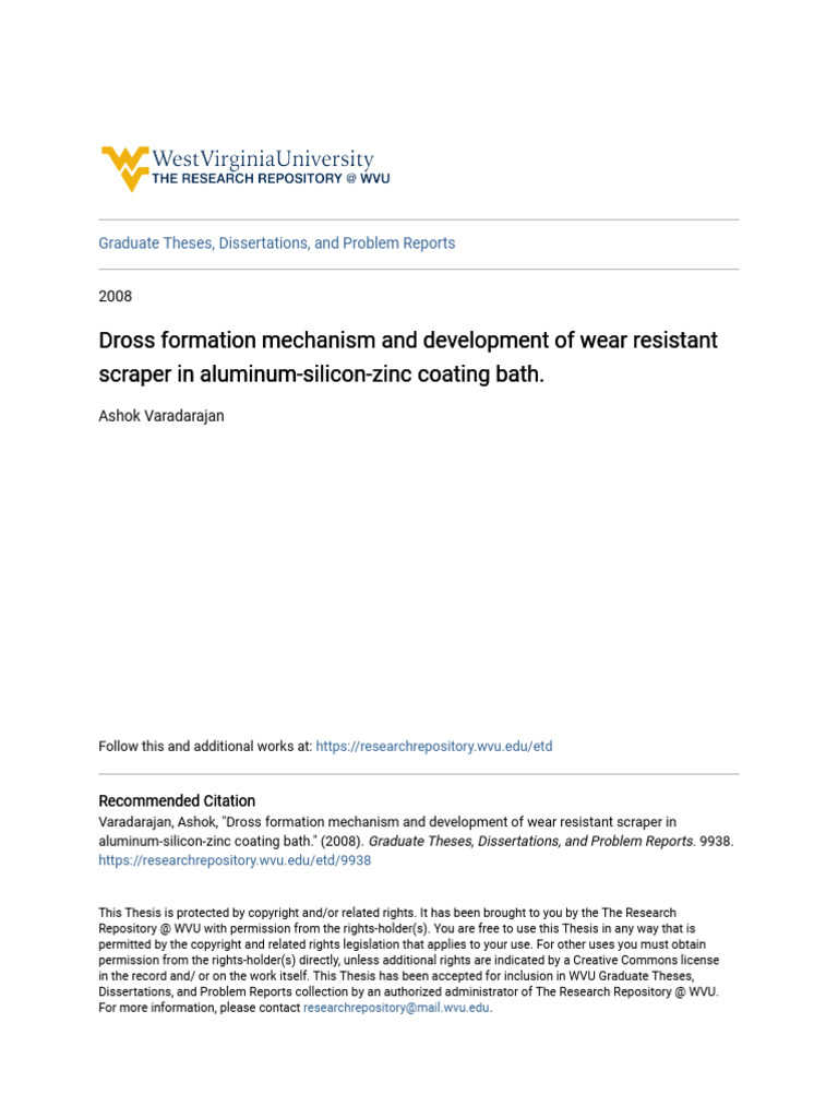 Dross Formation Mechanism and Development of Wear Resistant Scrap | PDF ...
