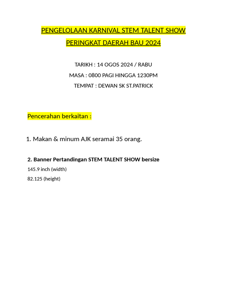 Pengelolaan Karnival Stem Talent Show | PDF