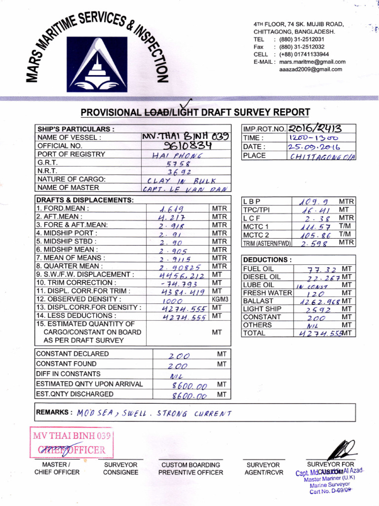 5. LIGHT DRAFT SURVEY | PDF | Shipping