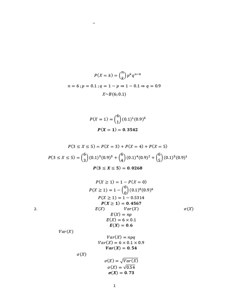 DW5. Binomial Poisson distribution | PDF | Variance | Standard Deviation