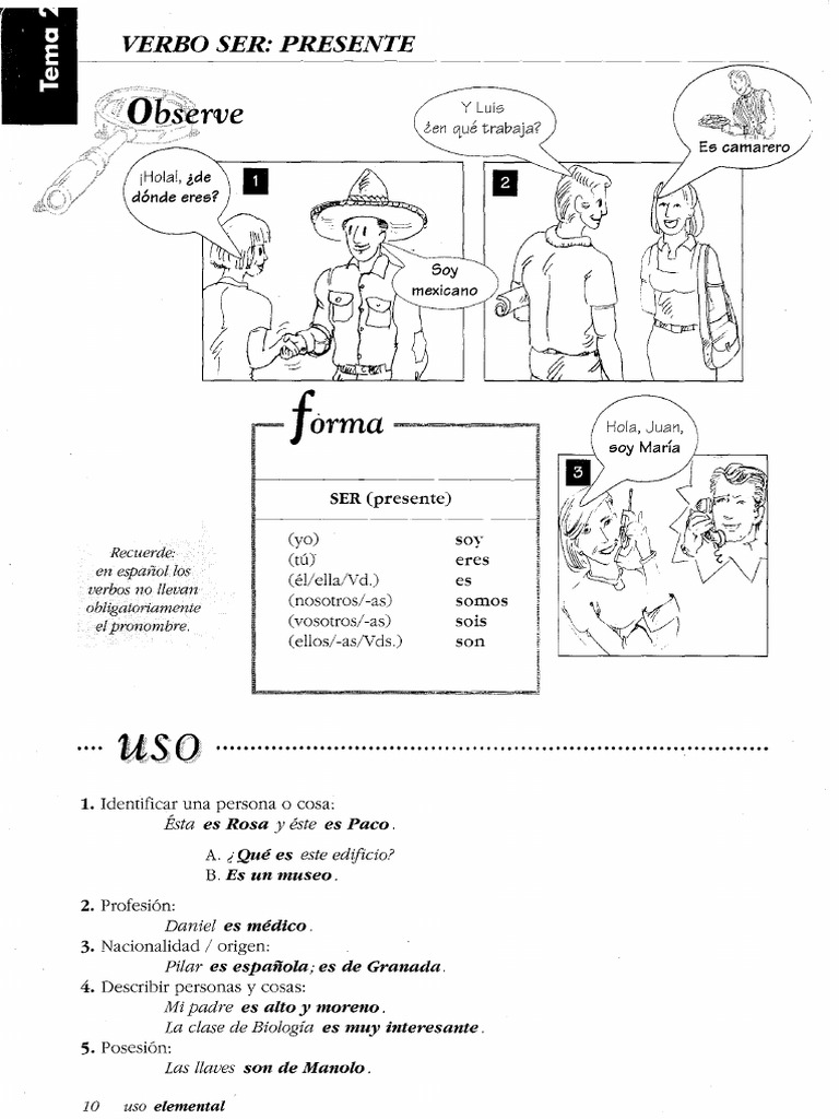 Uso del Verbo Ser en Presente | PDF