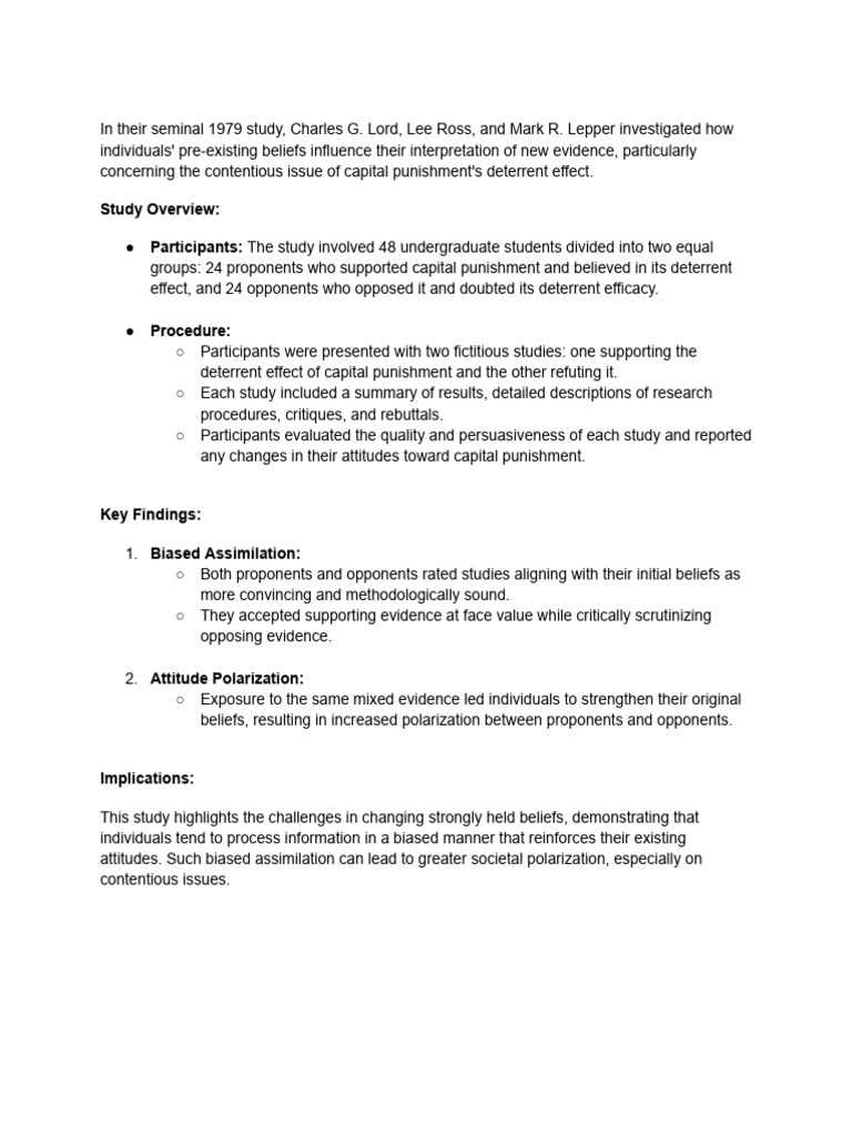 Lord, C. G., Ross, L., & Lepper, M. R. (1979) | PDF